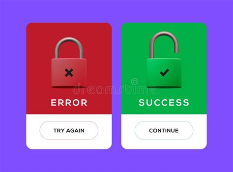 Success And Error Access Popup Window Ui Banner Vector Design With Locked And Unlocked Lock