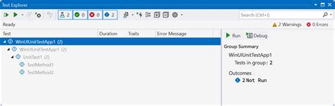 Создание модульных тестов для приложений библиотеки пользовательского интерфейса Windows Winui