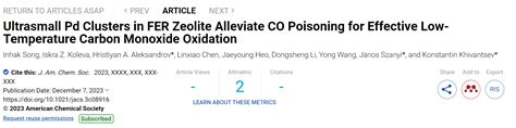 纳米人 JACS分子筛内的超小尺寸Pd的耐CO毒化机理