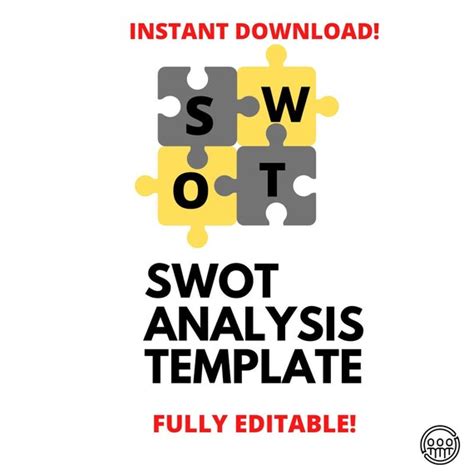 SWOT Analysis Template Excel Spreadsheet Small Business Plan Etsy