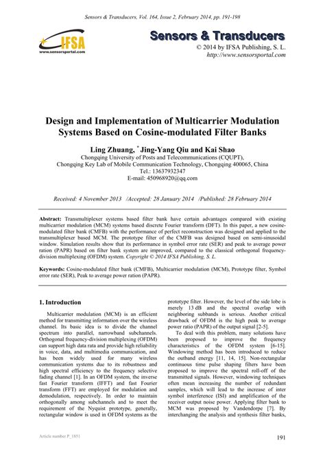 Pdf Design And Implementation Of Multicarrier Modulation Systems Based On Cosine Modulated