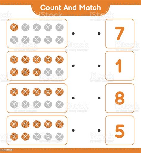 카운트 및 일치 쿠키 수를 세고 올바른 숫자와 일치하십시오 교육 어린이 게임 인쇄 워크시트 벡터 일러스트 레이 션 0명에 대한 스톡 벡터 아트 및 기타 이미지 Istock