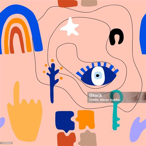 크립토 매끄러운 패턴 손으로 그린 모양 다른 낙서 요소 와 개체 추상 현대 다채로운 다양한 팔 무지개 퍼즐 기타 분홍색으로