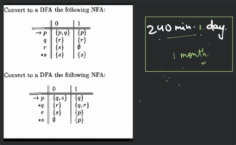 convert to a dfa the following nfa 01→p{p q}{p}q{r}{r}r{s}∅∗s{s}{s}con