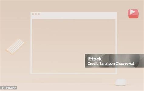 3d 렌더링 모형 및 창의적인 디자인을 위한 흰색 복사 공간이 있는 최소 웹 페이지 브라우저 창입니다 인터넷 창 화면 온라인 검색 개념입니다 3차원 형태에 대한 스톡 사진