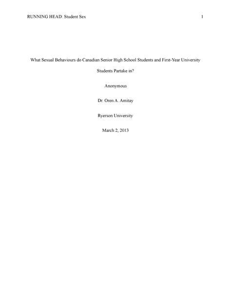 Essay What Sexual Behaviours Do Canadian Senior High Babe Babes And First Year Studocu