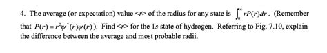 4 The Average Or Expectation Value Of The Radius