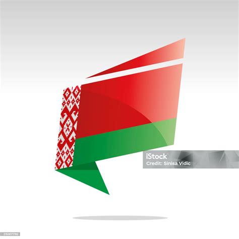 새로운 추상 벨로루시 플래그 종이 접기 로고 아이콘 버튼 레이블 벡터 0명에 대한 스톡 벡터 아트 및 기타 이미지 0명 3차원 형태 공휴일 Istock