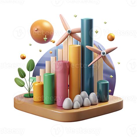 Serene Creative Bar Graph Showing Renewable Energy Growth Isolated