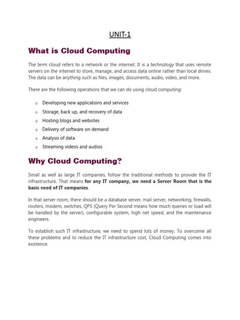 Unit 1 Notes Pdf Cloud Computing Parallel Computing