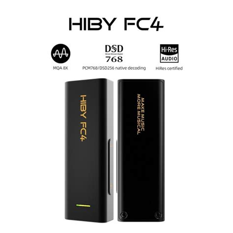 hiby fc4 dongle usb dac headphone amplifier mqa authenticated decoding audio dsd256 3 5mm 4 4mm