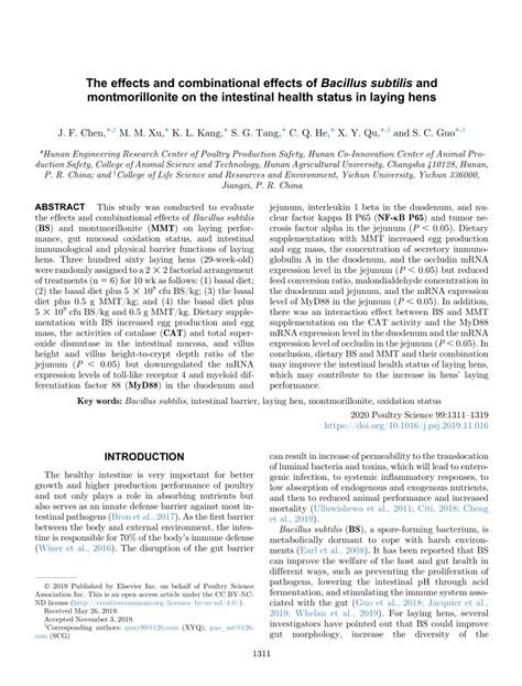 Pdf The Effects And Combinational Effects Of Bacillus Subtilis And