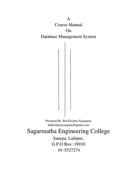dbms bal krishna nyaupane pdf a course manual on database management