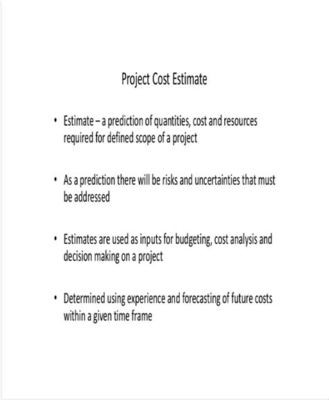Project Cost Estimation Templates Free Word Excel PDF Formats
