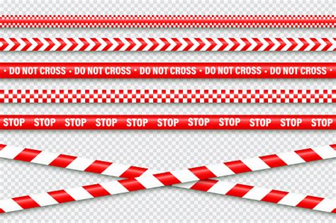 사실적인 빨간색 바리케이드 테이프 경찰 경고 라인 위험 또는 위험 줄무늬 건설 표지판 아래 벡터 일러스트레이션 배너 표지판에 대한 스톡 벡터 아트 및 기타 이미지 Istock