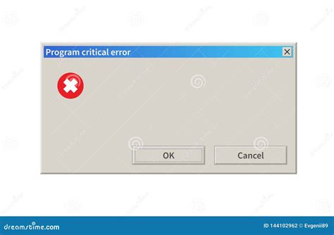 Critical Error Message Blank Template Window In Retro Style On White