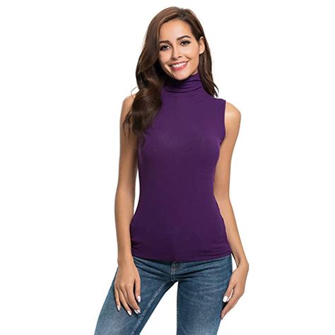 Yievot Women Sleeveless Mock Turtleneck Tank Tops Slim Fit Stretchy