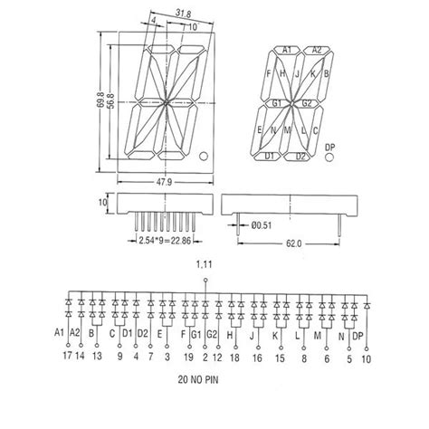houkem led 16 segment alphanumeric display 2 3 inch