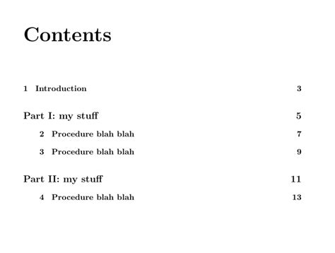 Table Of Contents Toc Edit The Numbering From The Part Section In The