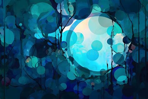 Abstract Background Of Overlapping Circles In Various Shades Of Blue Generative Ai Stock