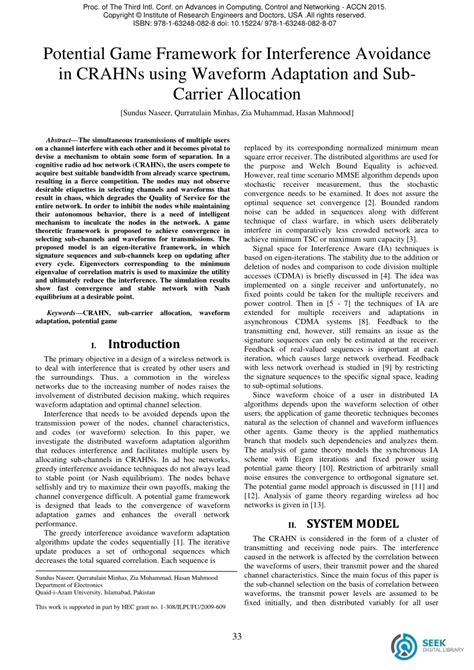 Pdf Potential Game Framework For Interference Avoidance In Crahns