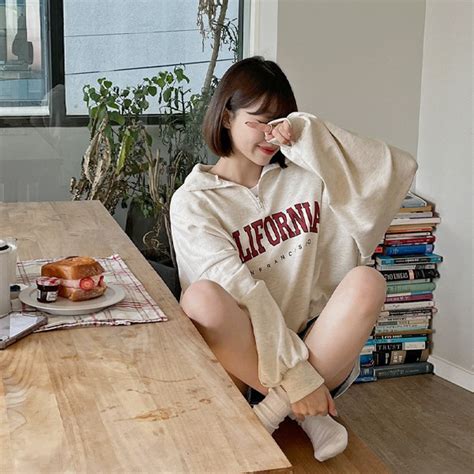 핫핑 잭슨 오버핏 레터링 반집업 카라맨투맨44~120