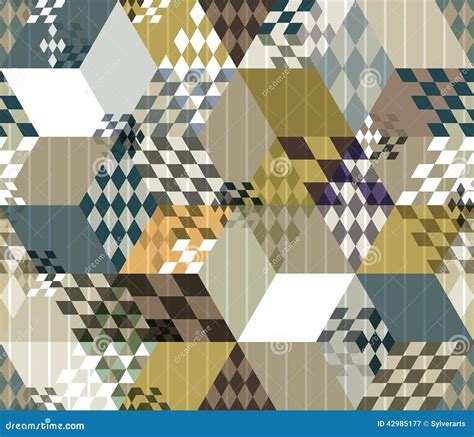 Abstract Retro Style 3d Cubes Geometric Seamless Pattern Stock Vector Illustration Of Stylish