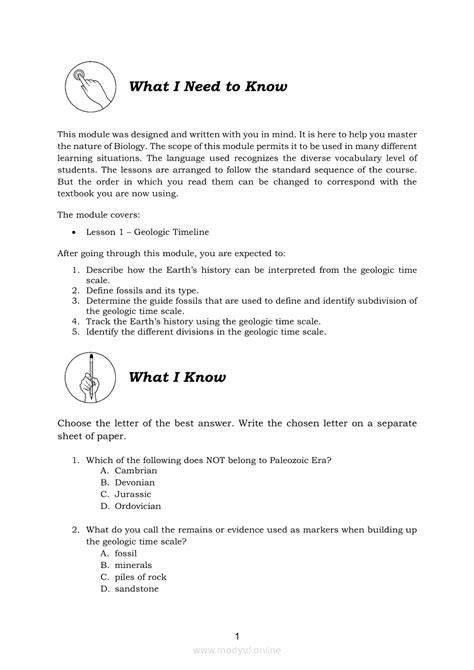 Earth And Life Science Module 14 Geologic Timeline SHS Modules