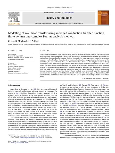 Pdf Modelling Of Wall Heat Transfer Using Modified Conduction Transfer Function Finite Volume