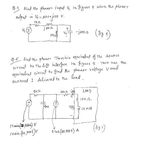 Solved Find The Phasor Input Vs In Figure 4 When The Phasor