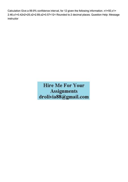 Calculation Give A 999 Confidence Interval For 12 Given Tpdf