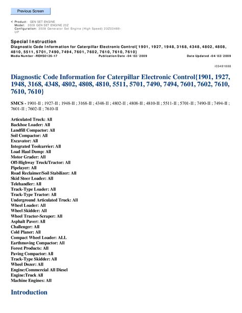 Caterpillar Diagnostic Code Information For Caterpillar Electronic Control Pdf Download