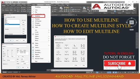 Multiline Multiline Style In Autocad Multiline Edit Command In