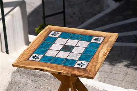 Anfd 778 Table Olive Wood And Tiles