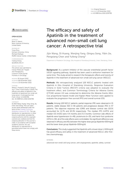 Pdf The Efficacy And Safety Of Apatinib In The Treatment Of Advanced