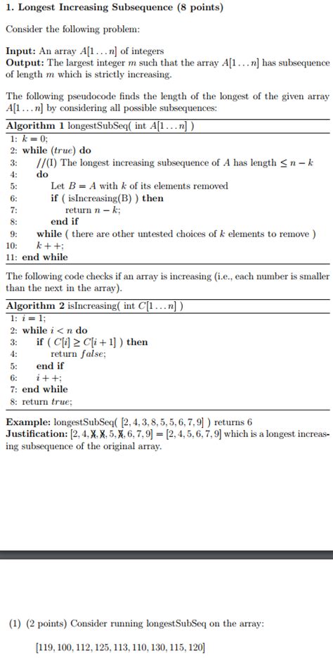 Solved Longest Increasing Subsequence Points Consider Chegg