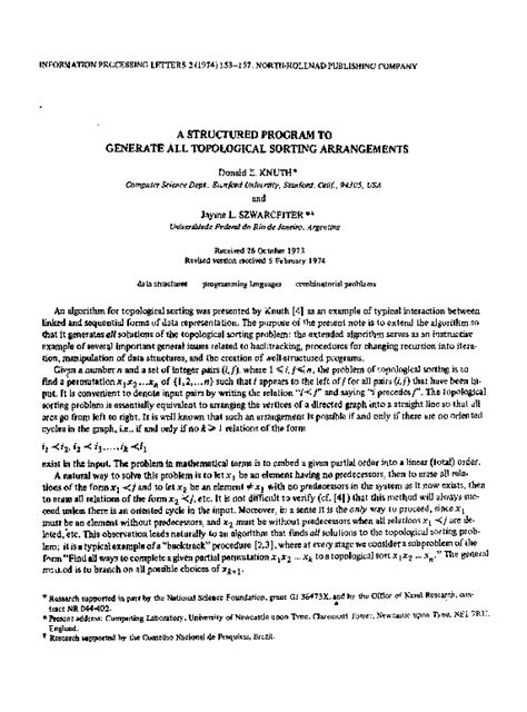 Pdf A Structured Program To Generate All Topological Sorting Arrangements