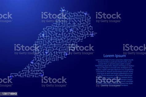 Carte Du Maroc À Partir Du Modèle Bleu De La Grille De Labyrinthe Et De