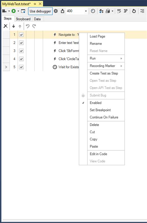 Test Step Context Menu Test Studio Dev Documentation Progress Telerik Teststudio Dev