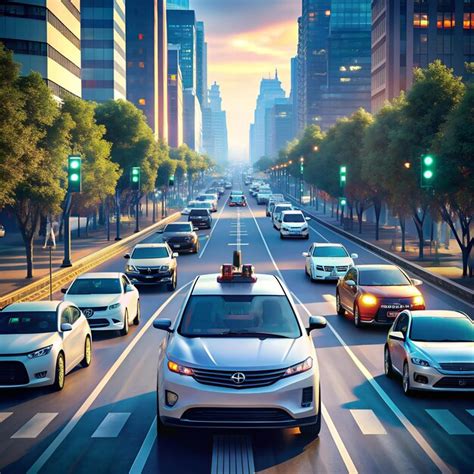 Ai Driven Autonomous Car Navigating Through A Busy Urban Street Premium Ai Generated Image