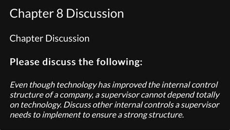 Solved Chapter 8 Discussion Chapter Discussion Please