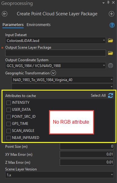Create Point Cloud Scene Layer Package Tool Does N Esri Community