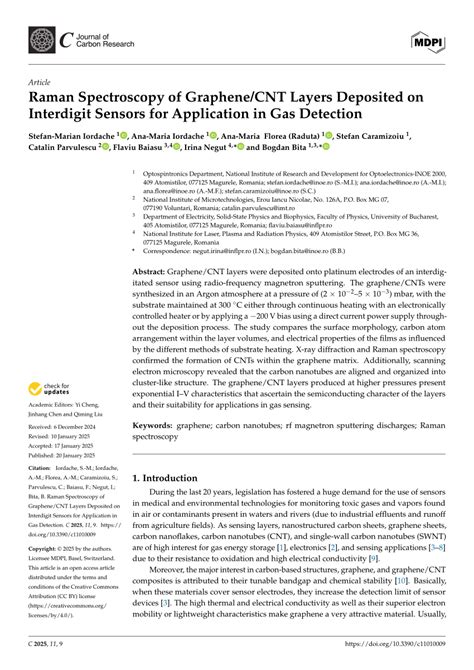 Pdf Raman Spectroscopy Of Graphene Cnt Layers Deposited On Interdigit Sensors For Application