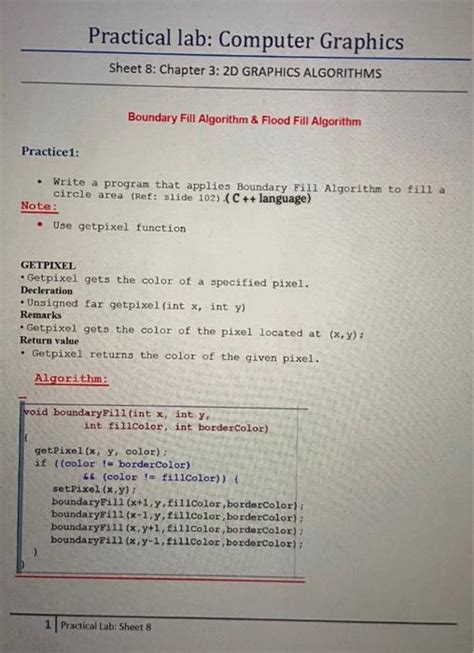 Solved Practical Lab Computer Graphics Sheet Chapter Chegg