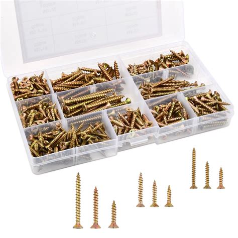 Tmbmlpp 360 Pcs Wood Screws Wood Screws Assortment Kit Assorted Wood Screws Multi Use High