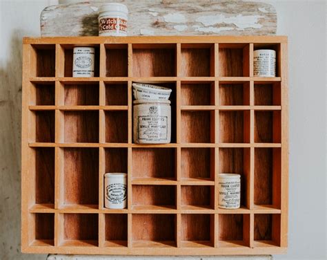 Vintage Enesco Wood Display Cubbies Wall Display Cabinet Wall Curio Cabinet Hanging Curio