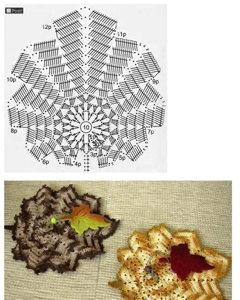 Осенние мотивы вяжем кленовый лист крючком Вязаные крючком узоры листьев Листья Инструкция
