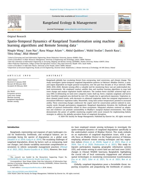pdf spatio temporal dynamics of rangeland transformation using