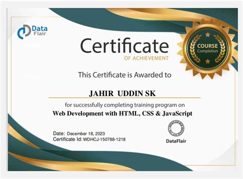 I Have Successfully Completed Training Program On Htmlcssjavascript Jahir Uddin Sk