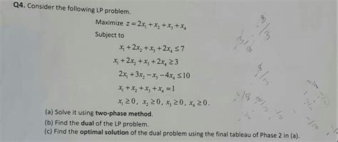 Solved Q4 Consider The Following Lp Problem Maximize Z
